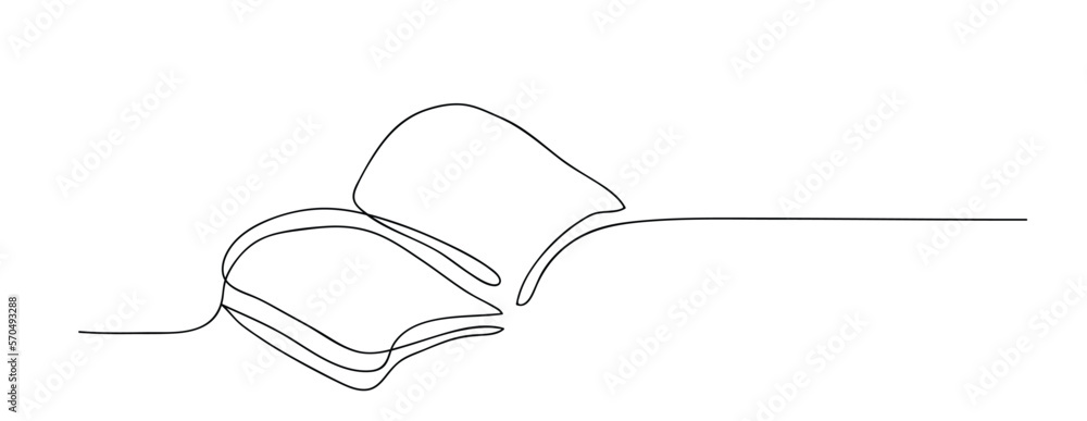 Single one line drawing of open text book for study. Back to school ...