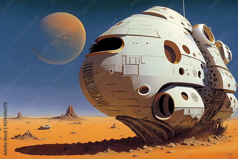 Abandoned Shuttlecraft Spaceship Crashed on the Surface of an Alien ...