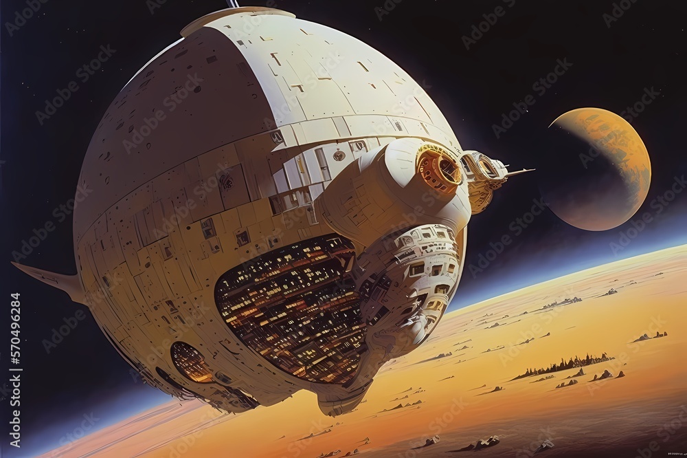 Large Generational Spaceship Orbiting an Alien Planet. [Science Fiction ...