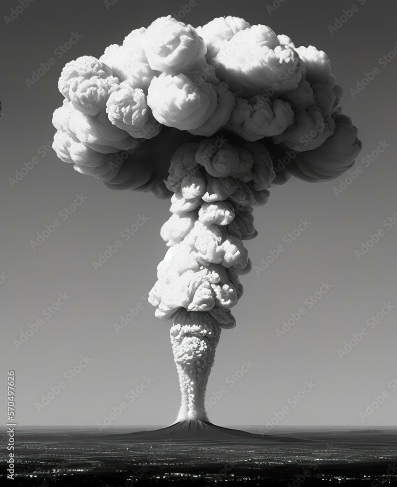 Black and white super volcano eruption created with generative AI ...