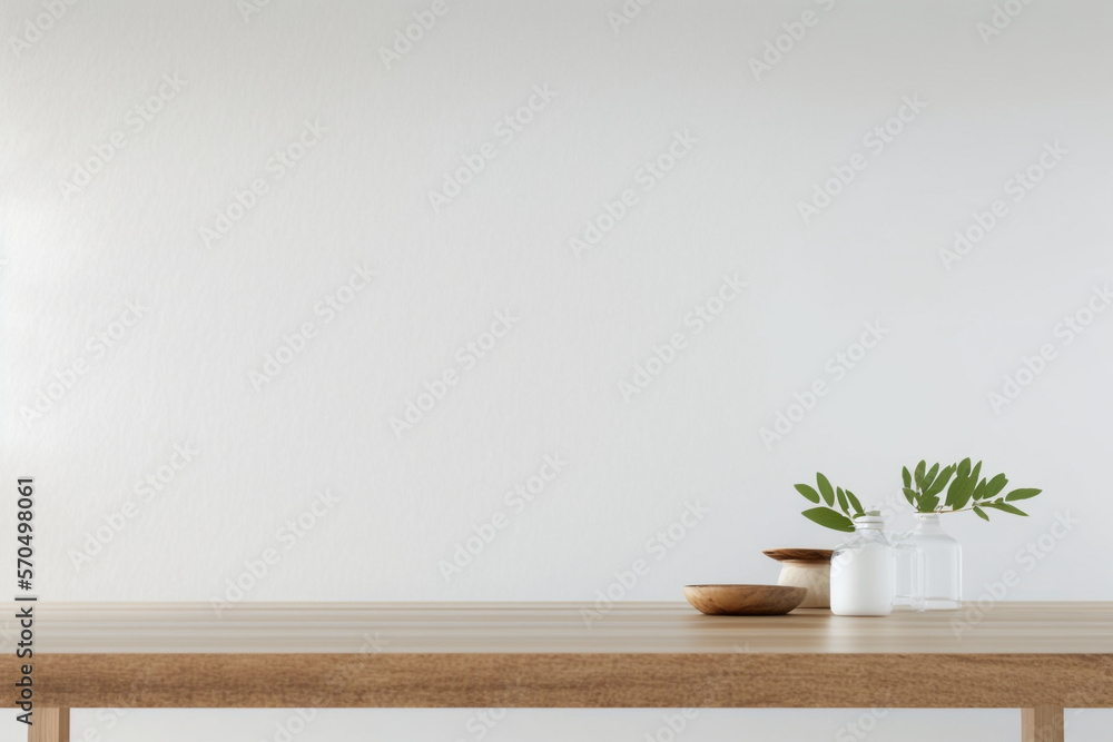 Minimalistic Elegance: A Close-Up Look at a Wooden Table Display With ...