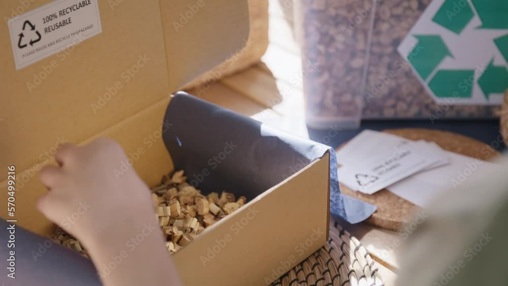 Eco vendor go green packaging parcel carton box in net zero waste store ...