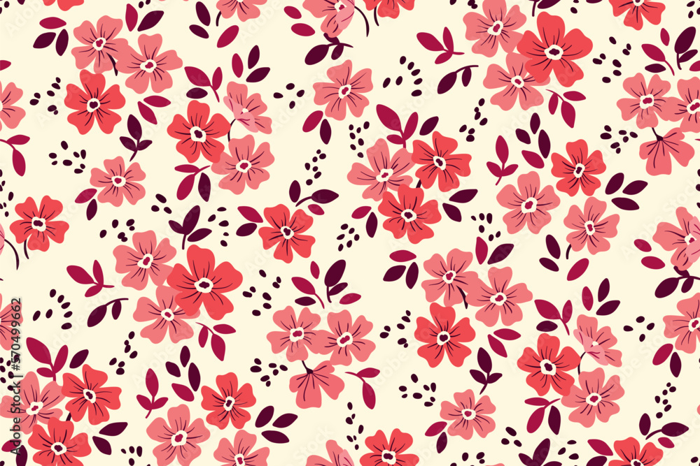 Seamless floral pattern, liberty ditsy print with tiny hand drawn ...