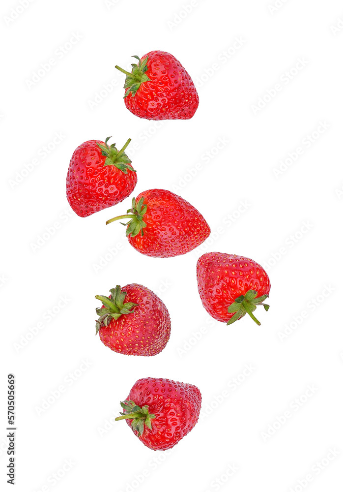 Strawberry falling in the air isolated on transparent background. PNG ...