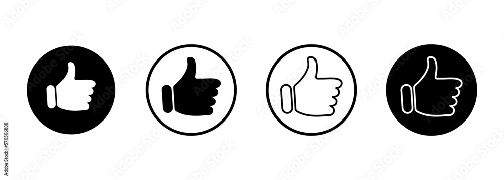 Thumb up icon. Silhouette hand illustration. Like and good symbol ...