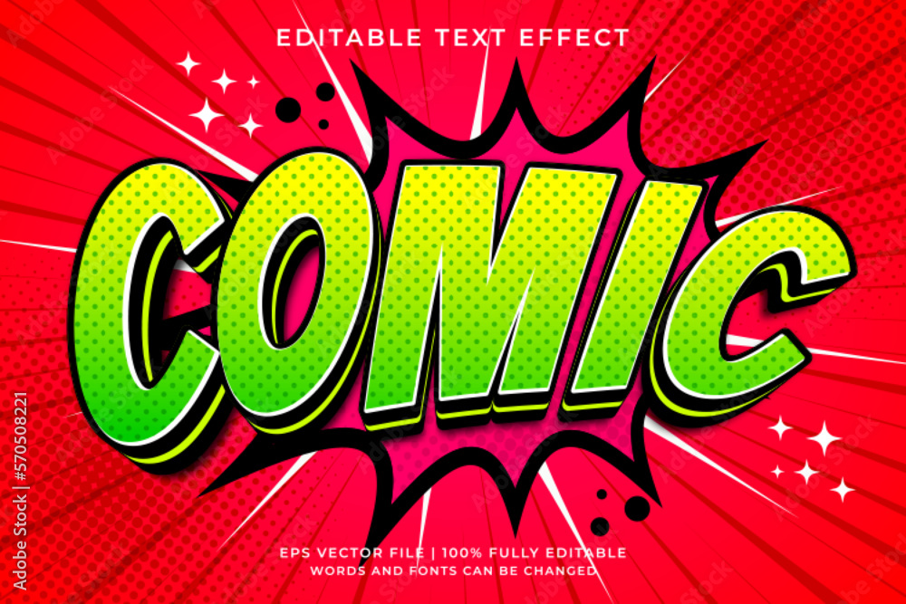 Comic text effect - Cartoon pop art text in comic style theme Stock ...