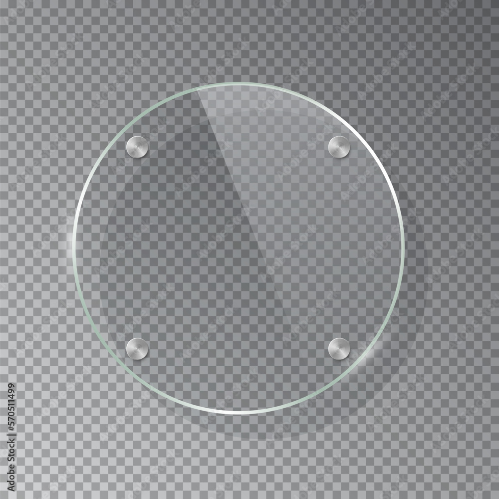 Glass circle shape plate isolated on transparent background. Vector ...