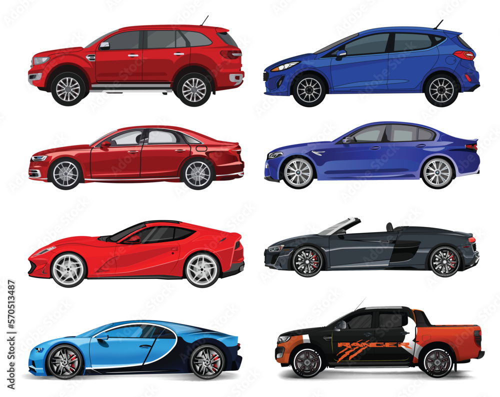 Car vector template on white background. Business sedan isolated ...