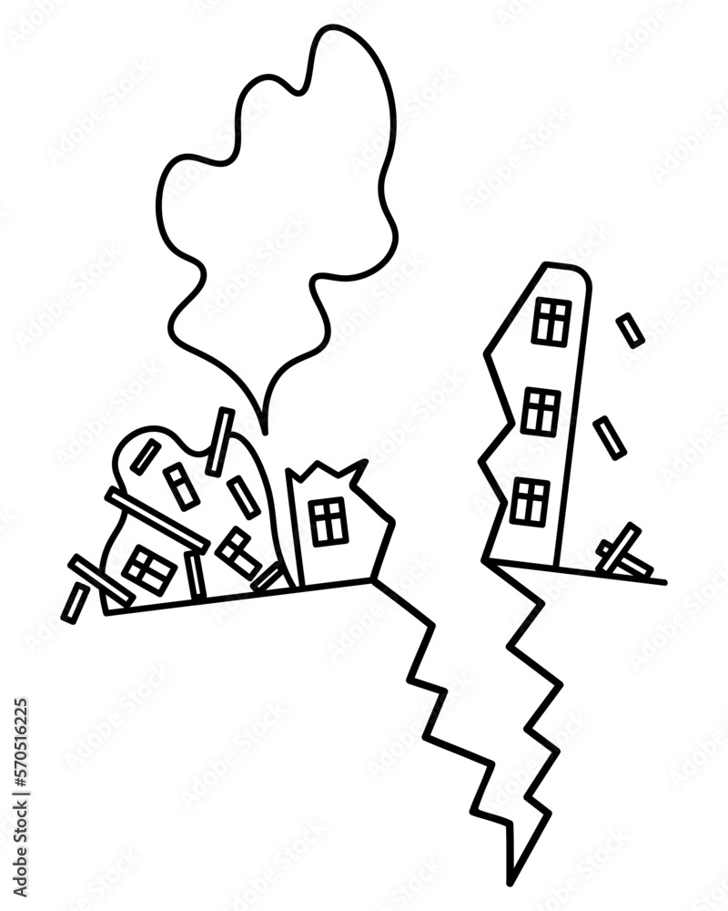 The residential building began to collapse and fall. Structures fly in ...