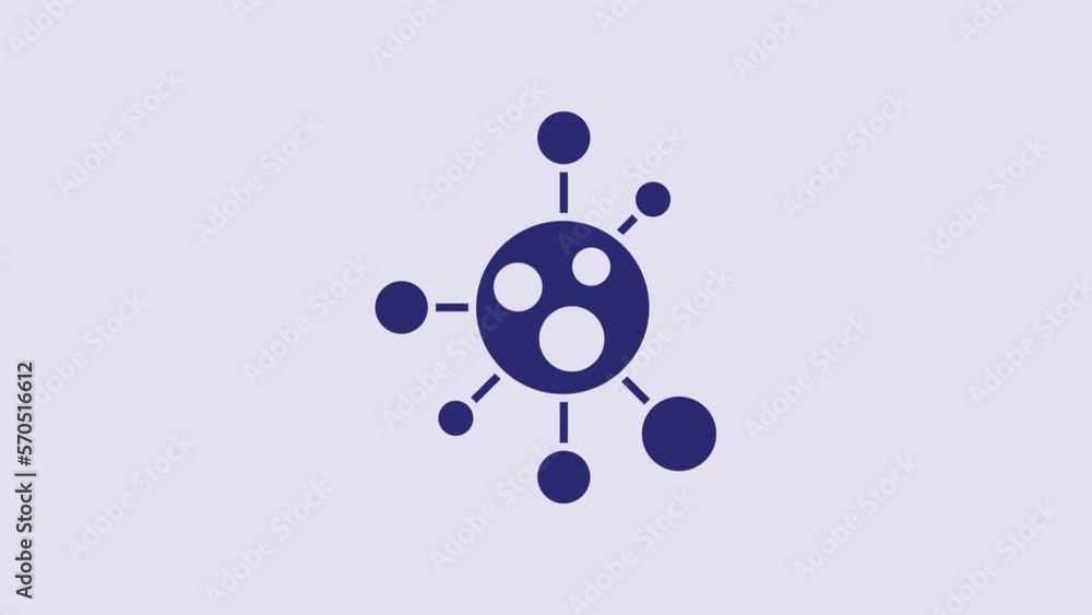 Blue Molecule icon isolated on purple background. Structure of ...