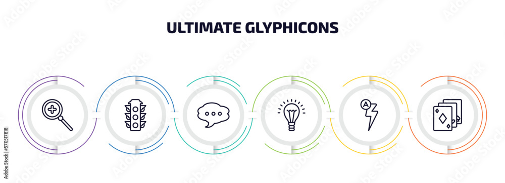 ultimate glyphicons infographic element with outline icons and 6 step or option. ultimate ...