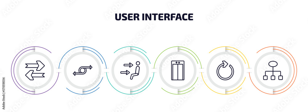 user interface infographic element with outline icons and 6 step or ...