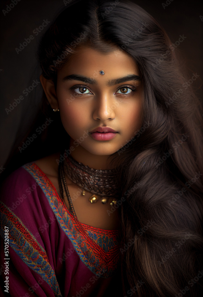 AI Generative Illustration Graphic Design Art Cute Beautiful Young ...