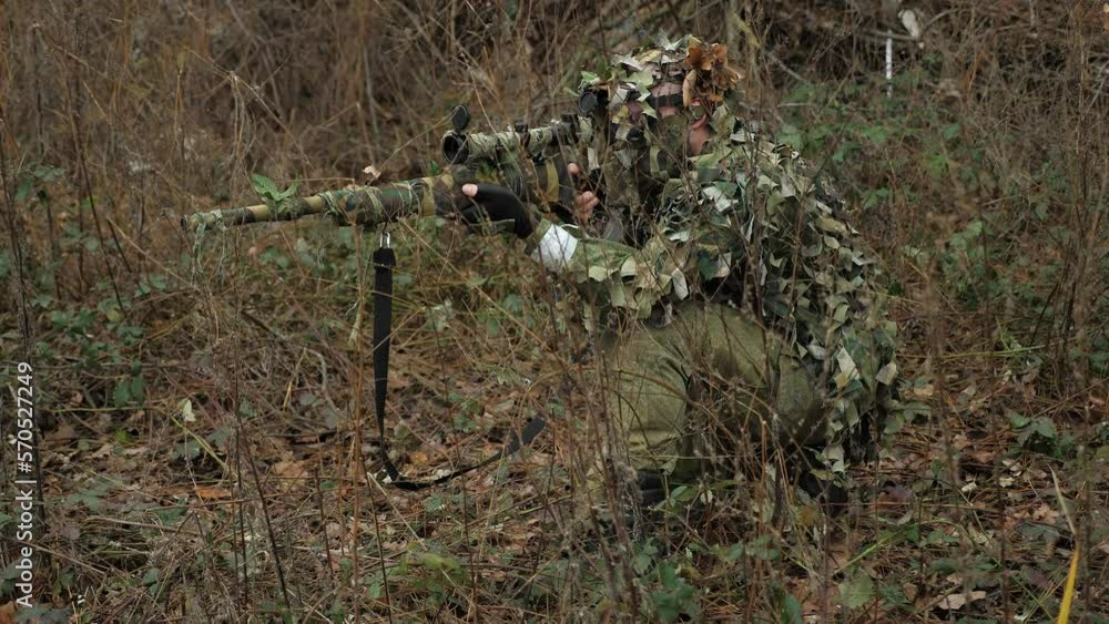 Vidéo Stock Professional military sniper uniforms. A military sniper ...