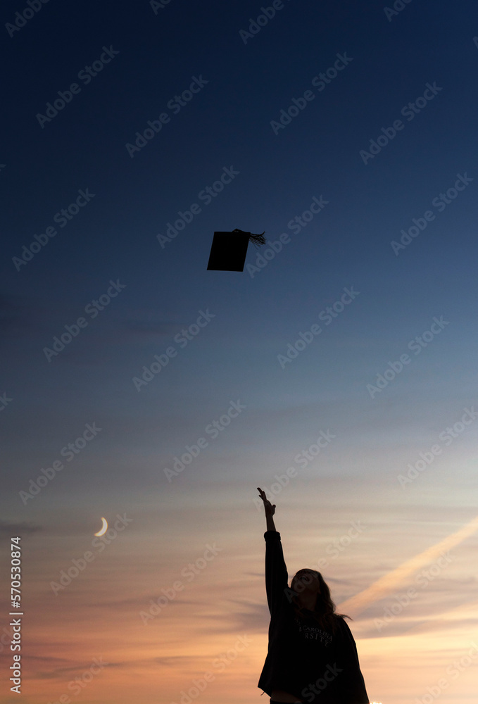 Throwing Graduation Caps In The Air Silhouette