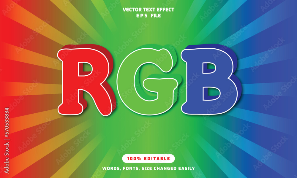 RGB words editable 3d text effects template, stylish font vector ...