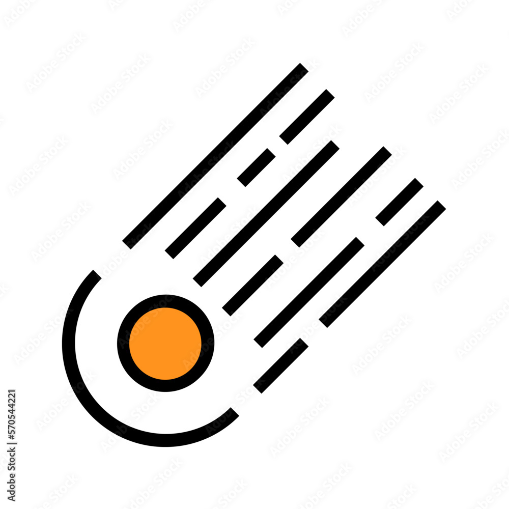 Meteor icon line isolated on white background. Black flat thin icon on ...