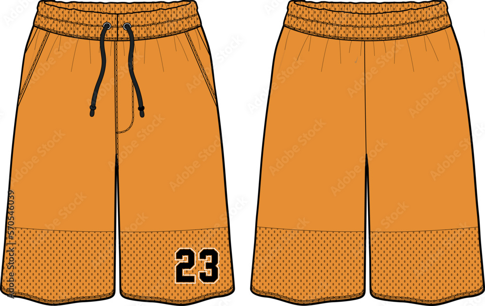 Basketball Shorts jersey design flat sketch vector illustration with ...