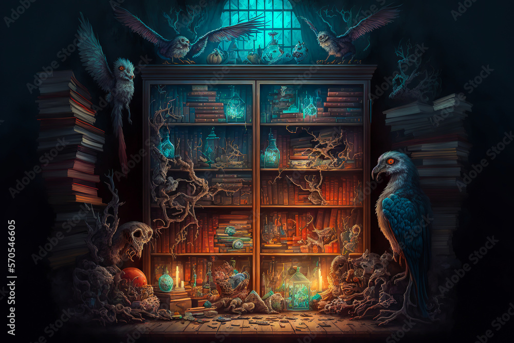 A museum of horrors, a scary scene as if out of a horror movie ...