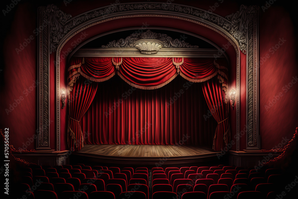 A theater stage under a red curtain: this place full of history and its ...