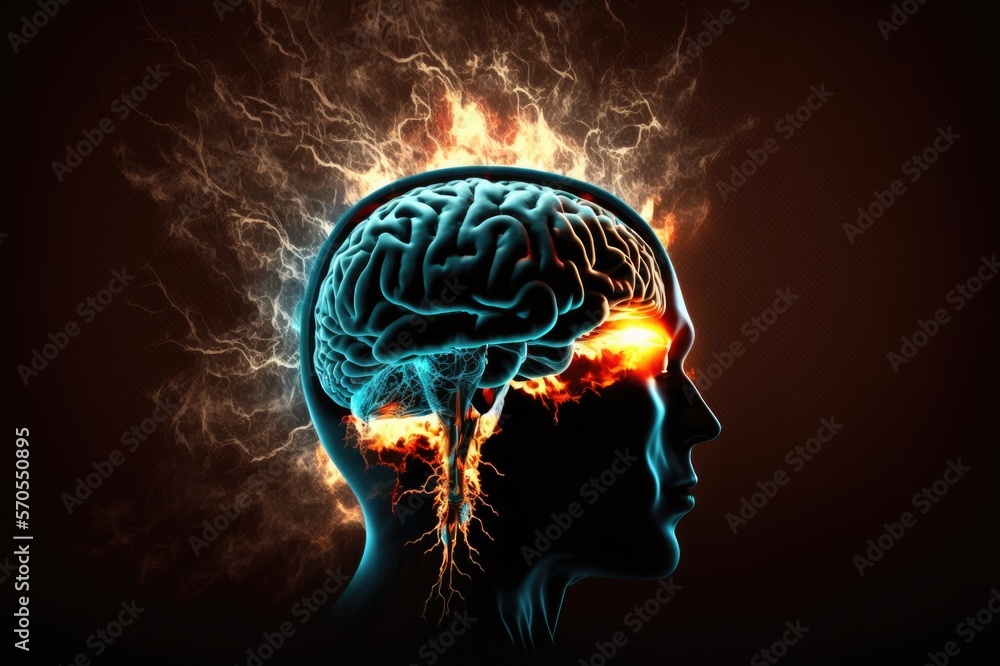 Illuminating the Human Mind A Glowing Brain Map Embedded in the Head ...