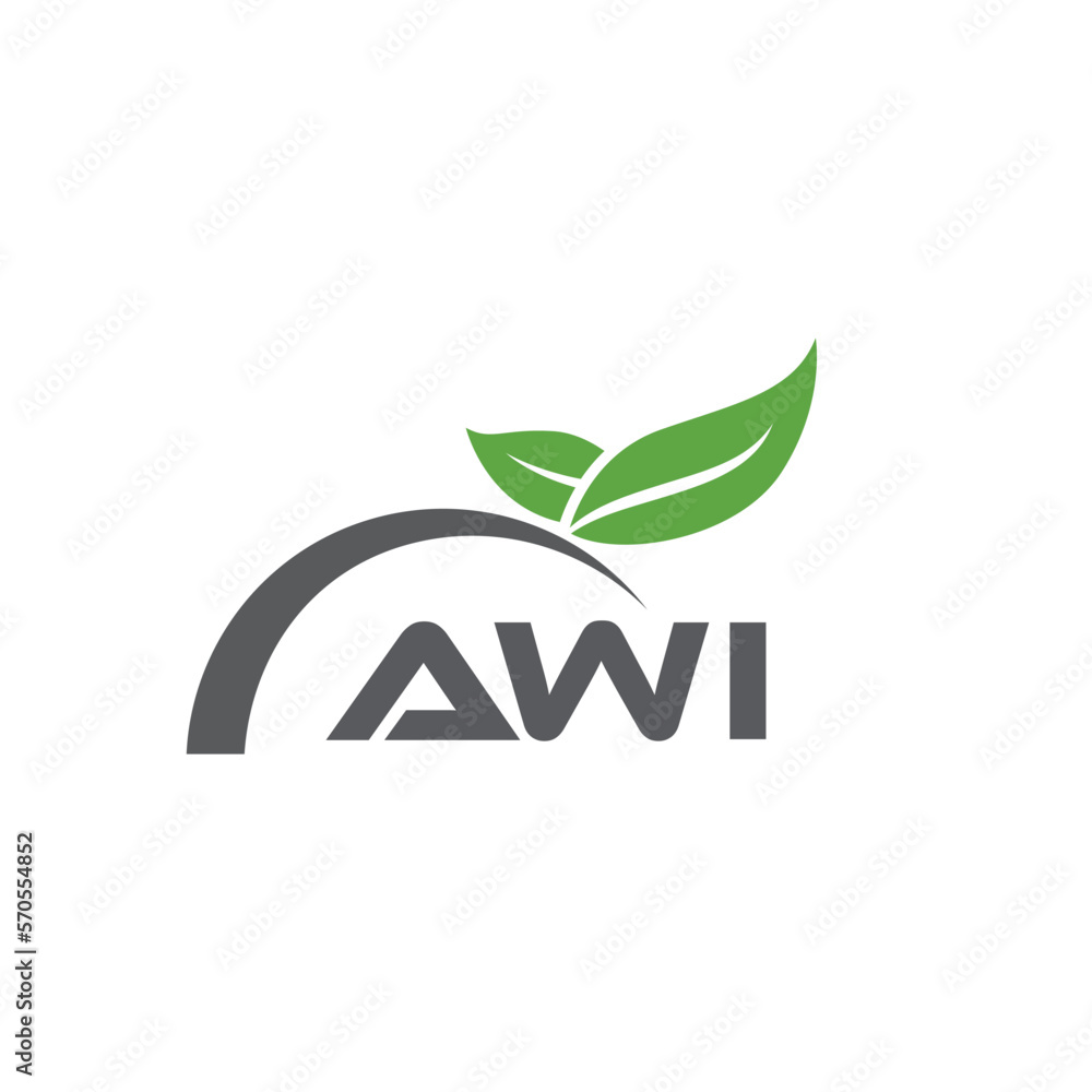 AWI letter nature logo design on white background. AWI creative ...