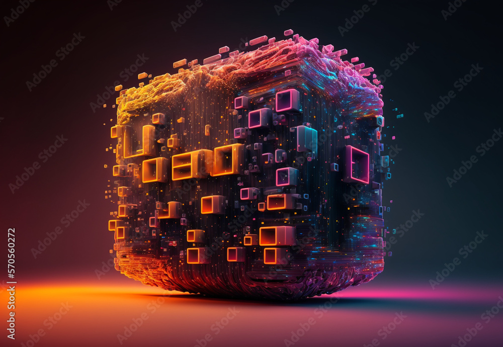 Concept art of big data with a gradient of colors and overlapping ...