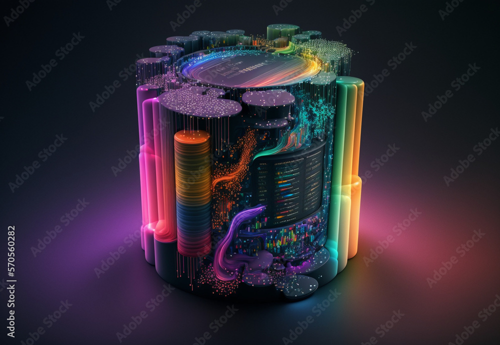 Concept art of big data with a gradient of colors and overlapping ...
