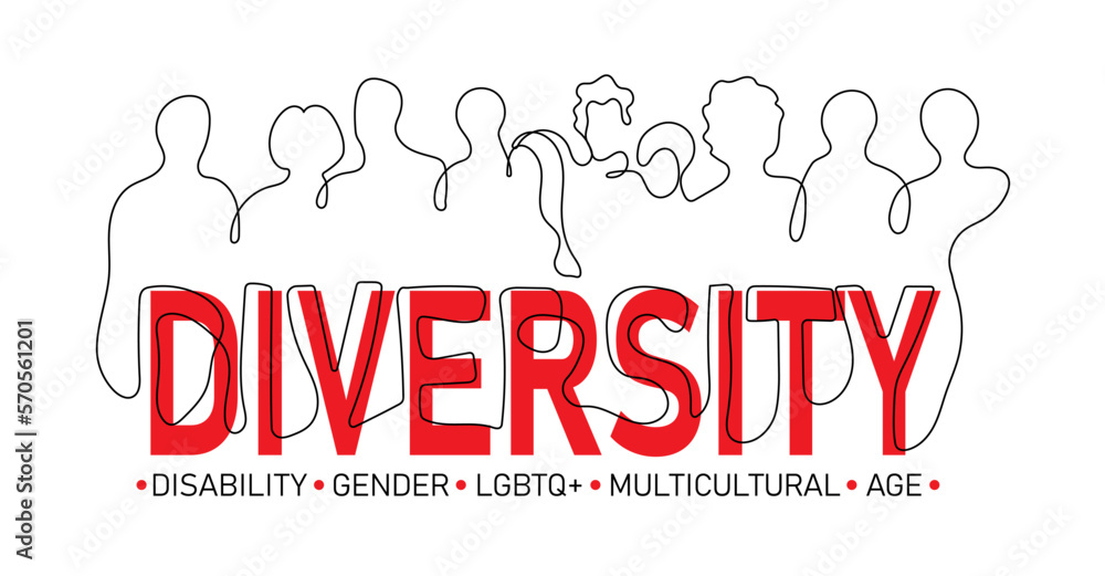 Continuous one line drawing of people multi ethnic races. Racial ...