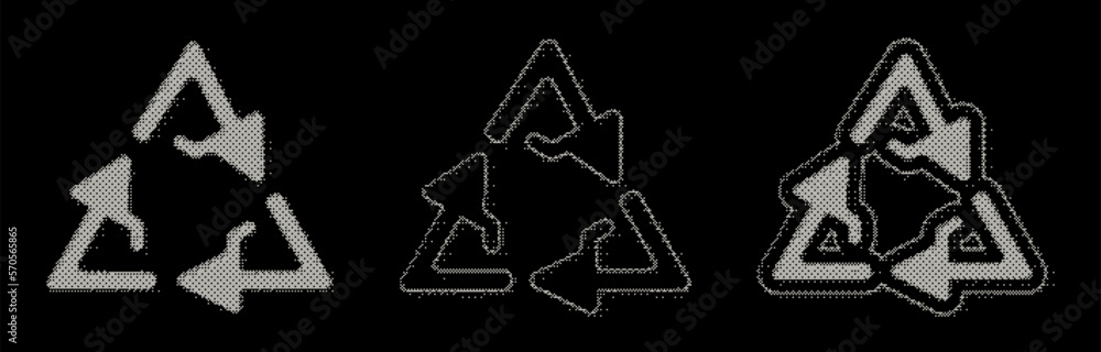 Dither Y2K triangular trash bin icon. Bitmap recycling elements for ...