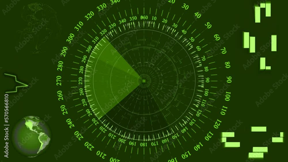 animated radar Hud interface technology on scanning motion background ...