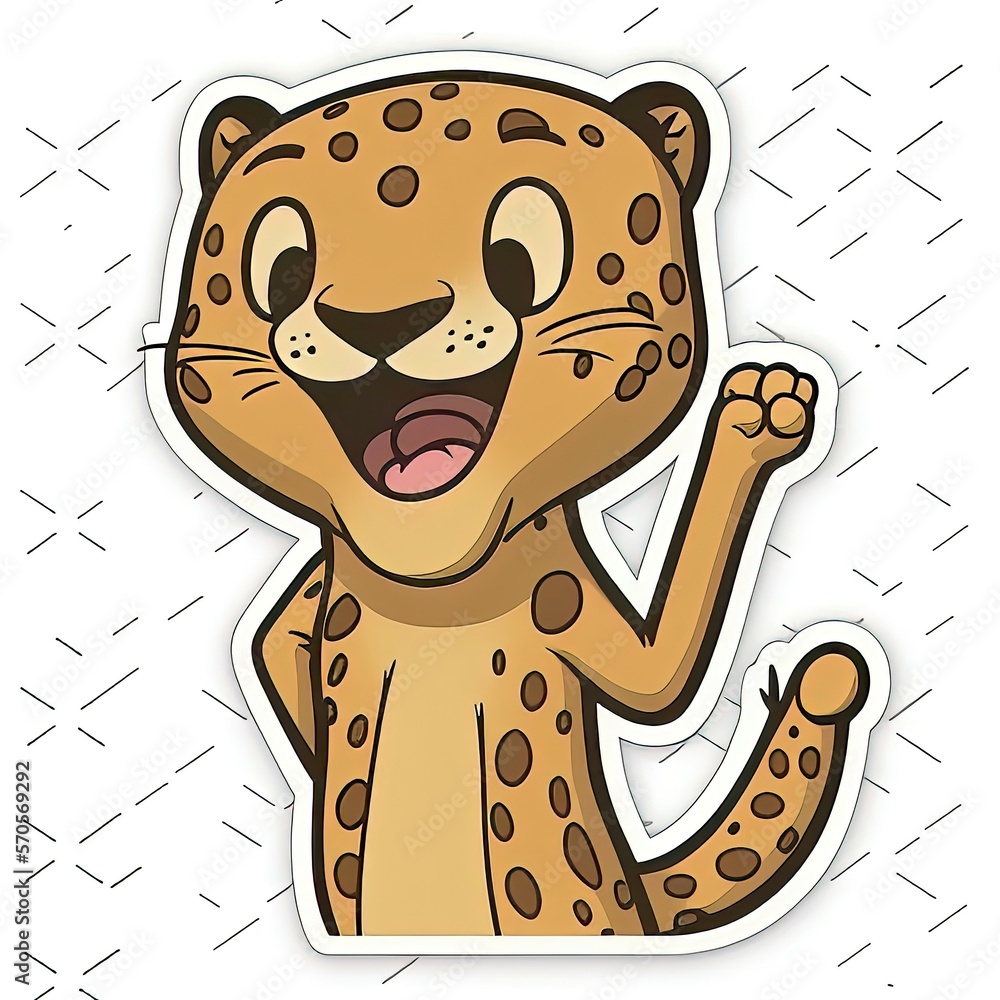 cute cartoon leopard sticker for zoo and wildlife fans with whiskers ...