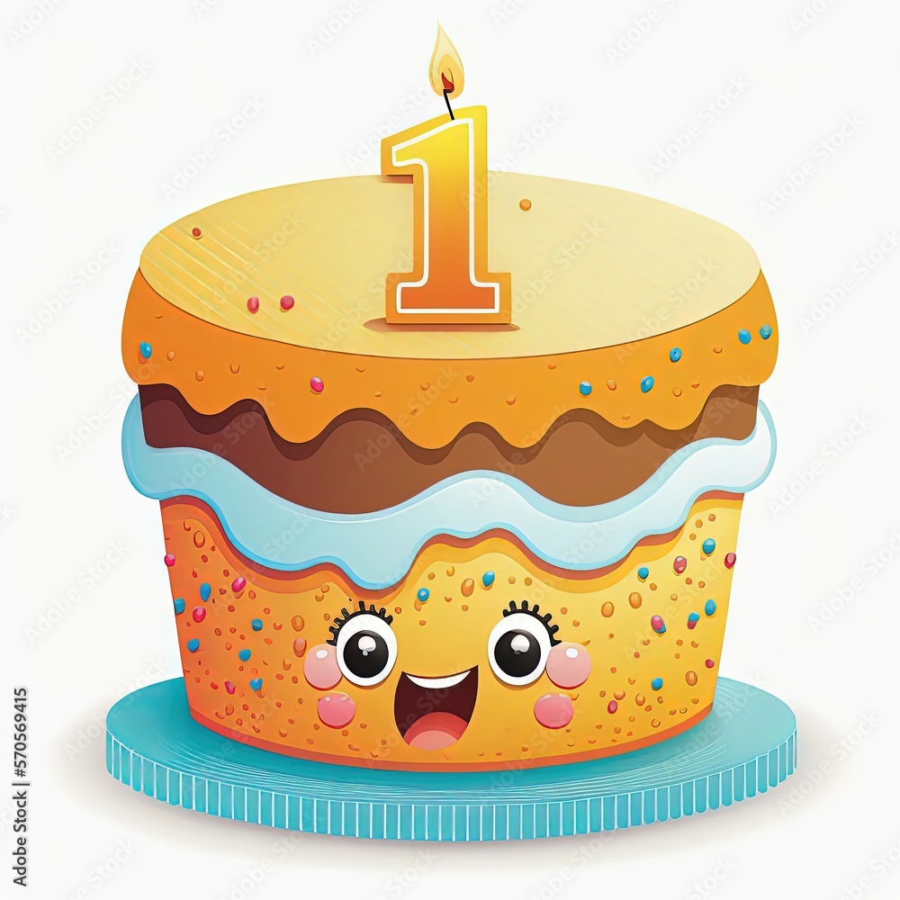 cartoon birthday cake for memorable 1st year event using generative ai ...
