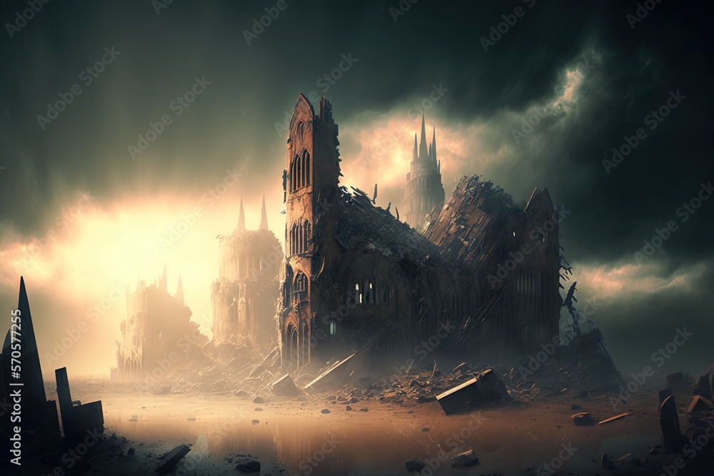 Conceptualization of a Devastating Environment, Including Ruins and ...