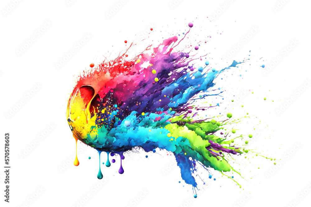 Abstract paint color splatter isolated on white background. Bunch of ...