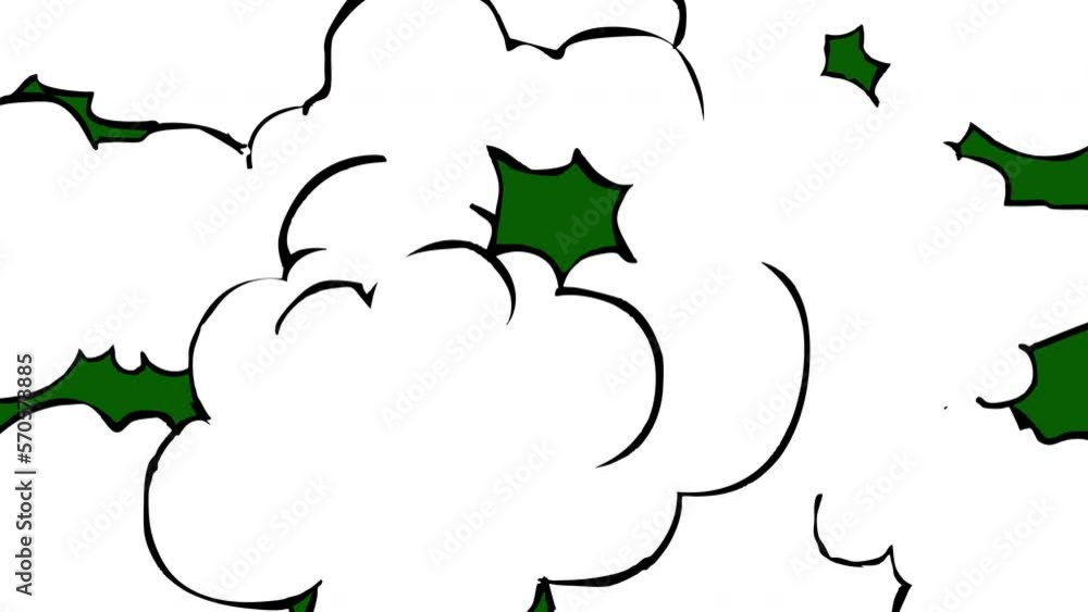 Cartoon smoke explosion on a green screen. Cartoon Smoke transition ...