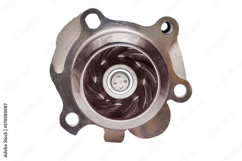 car cooling system. car pump on a white background. view from the ...