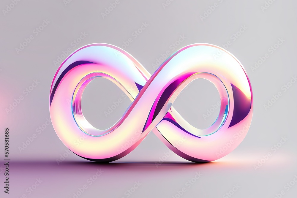 Holographic infinity symbol on pink background. Generative AI Stock ...