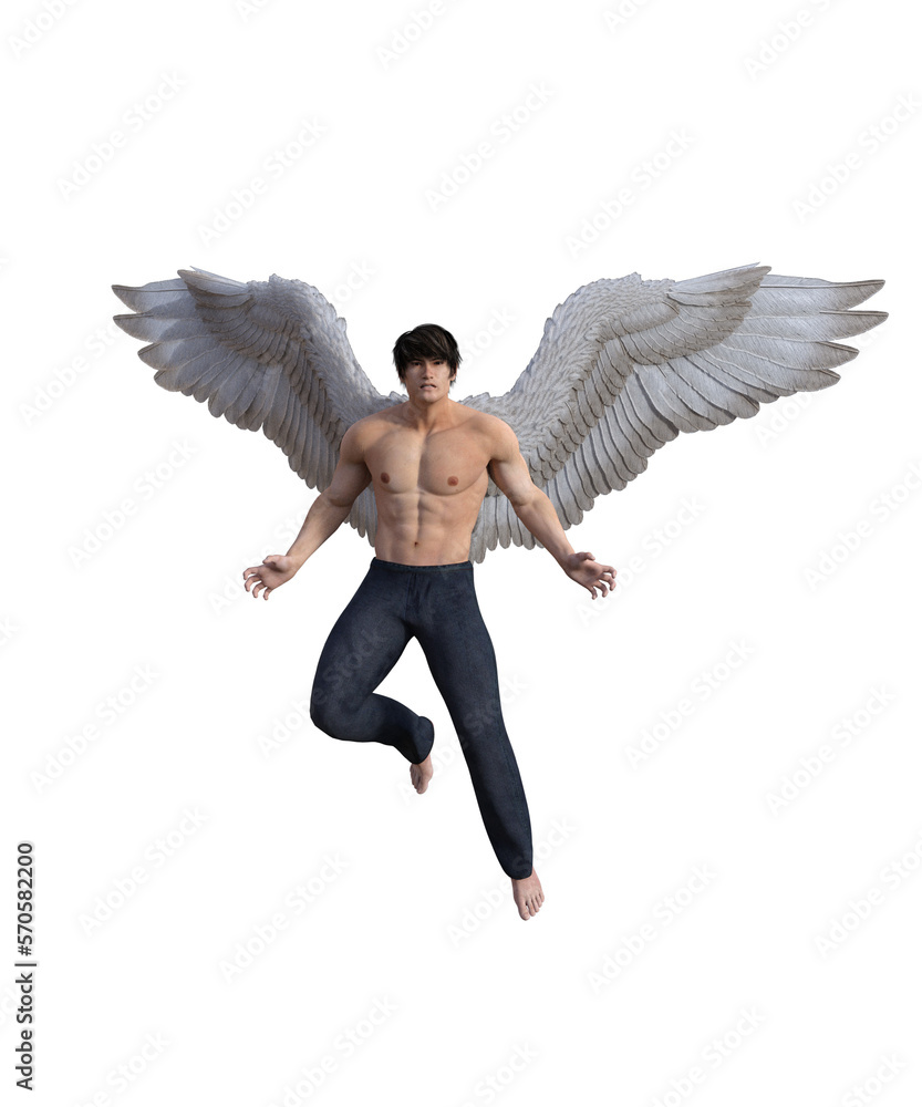Sexy shirtless fantasy male angel in a fight pose, Book cover design ...
