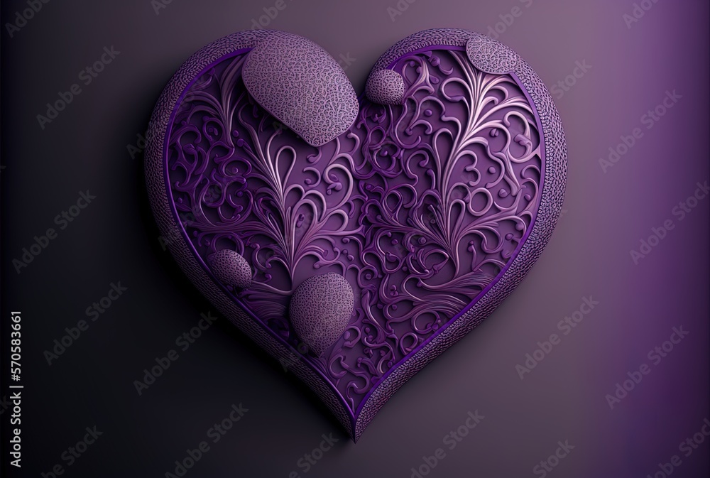 two abstract purple heart shapes separated by a transparent layer and a ...