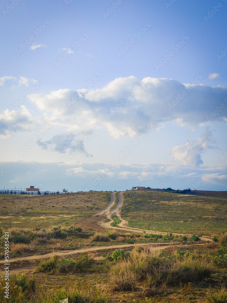 landscape in Setif Algeria and sunset sky with clouds. The beautiful ...