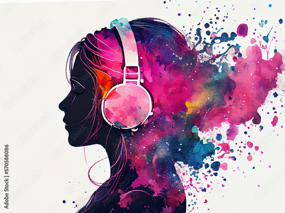 Headphones Girl Painting at Alfred Wilford blog