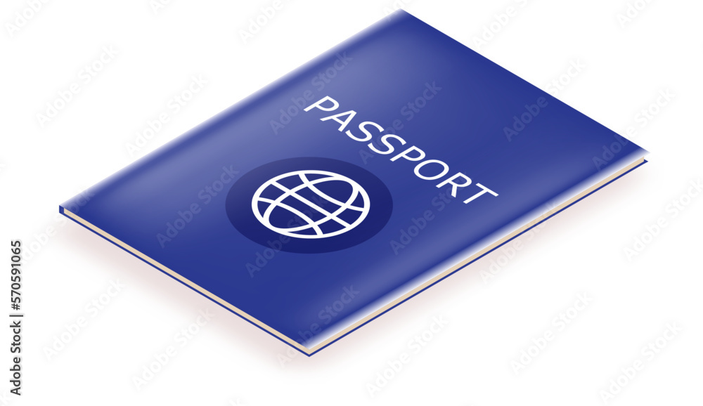 Vector blue international passport cover design template isolated on ...