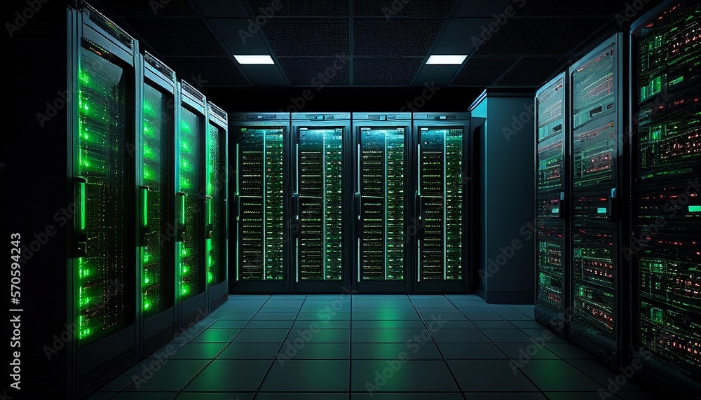 Corridor of the data center server room Server room for the Internet ...