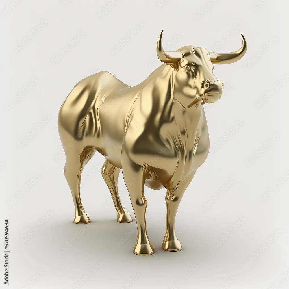 sculpture of a big pumped-up bull. a symbol of strength. ai generated ...