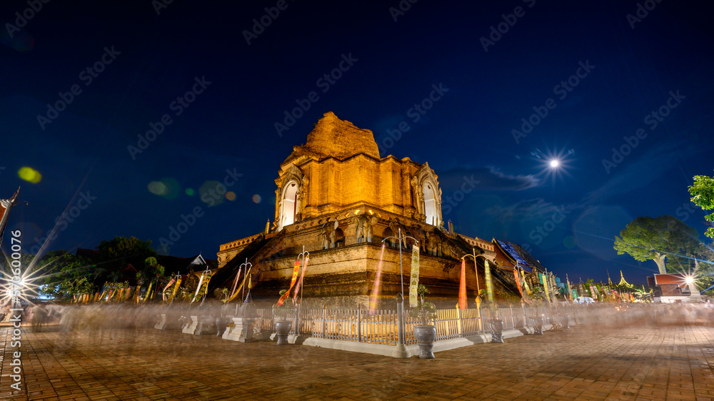 candlelight procession ( Wien Tien ) .around old stupa with full moon ...