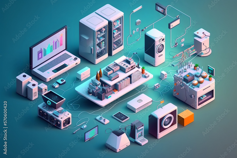 A futuristic world where IoT technology is seamlessly integrated into ...