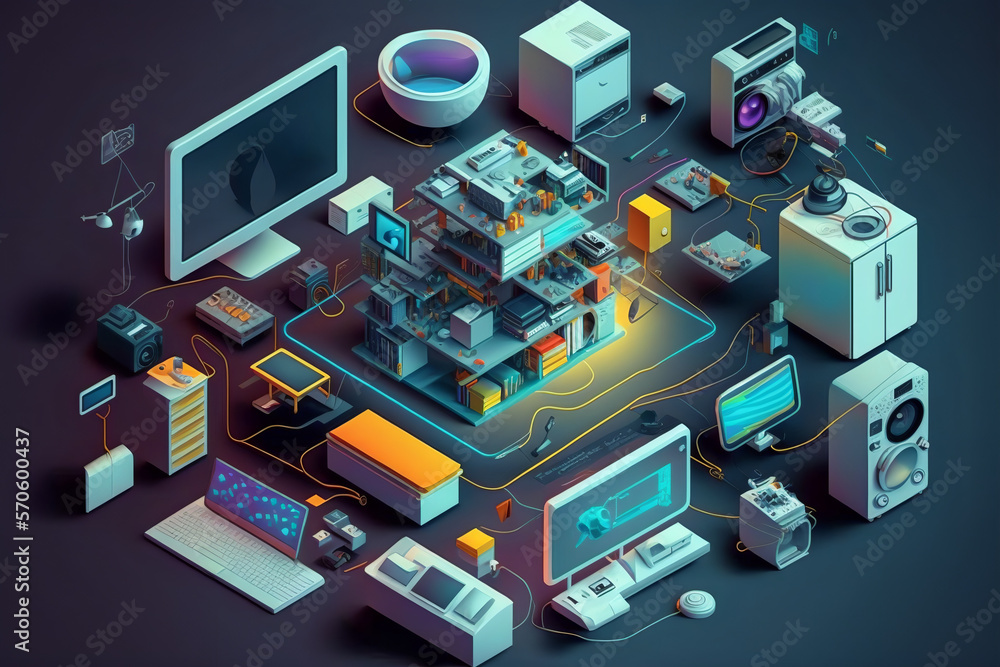 A futuristic world where IoT technology is seamlessly integrated into ...