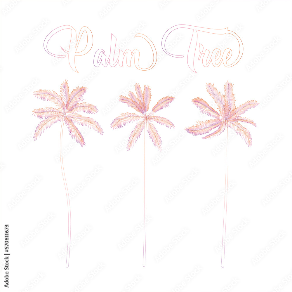 Silhouettes of tropical palm trees. The vector image is isolated ...