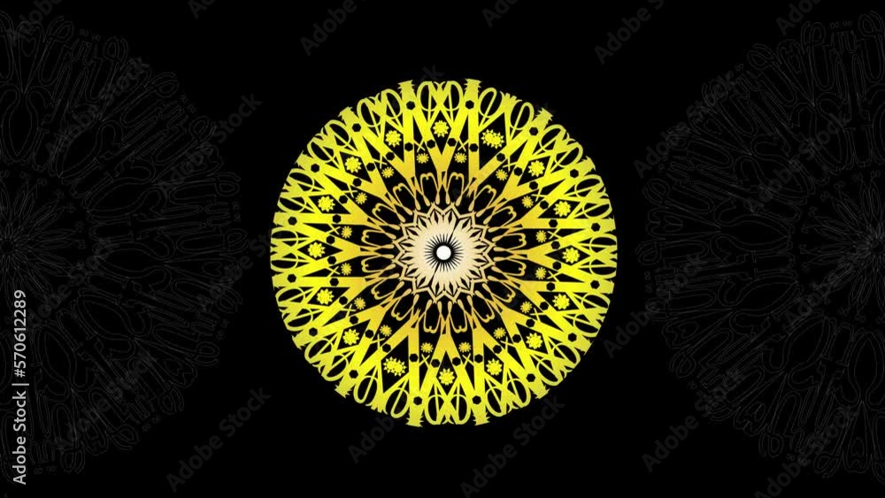Premium rotating mandala royal design with flowing circle golden dust ...